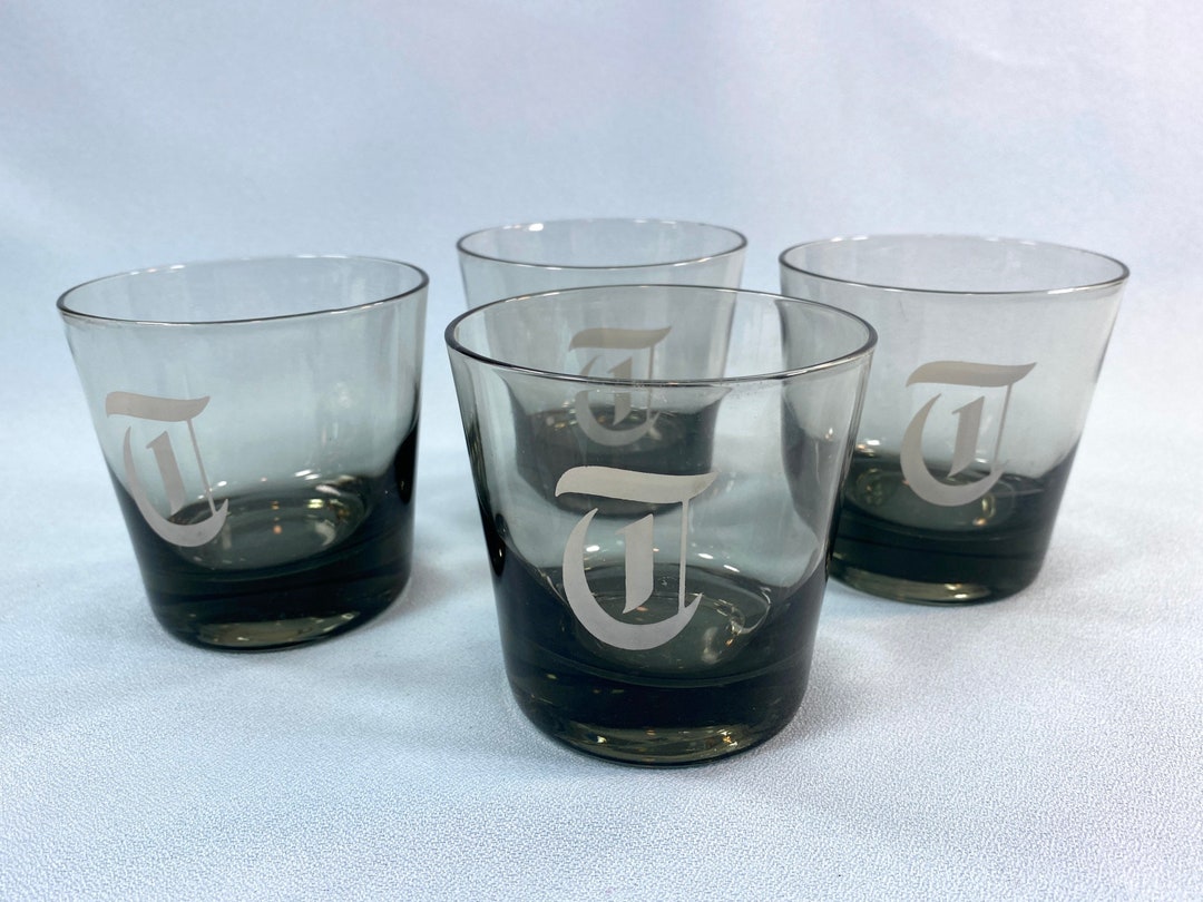 T Monogram, Drinking Glasses, Smoky Gray, Tumblers, Water / Whiskey ...