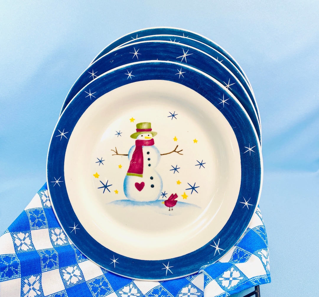 Snowman Dinner Plates, Winter Table Setting, Holiday Party, Replacement ...
