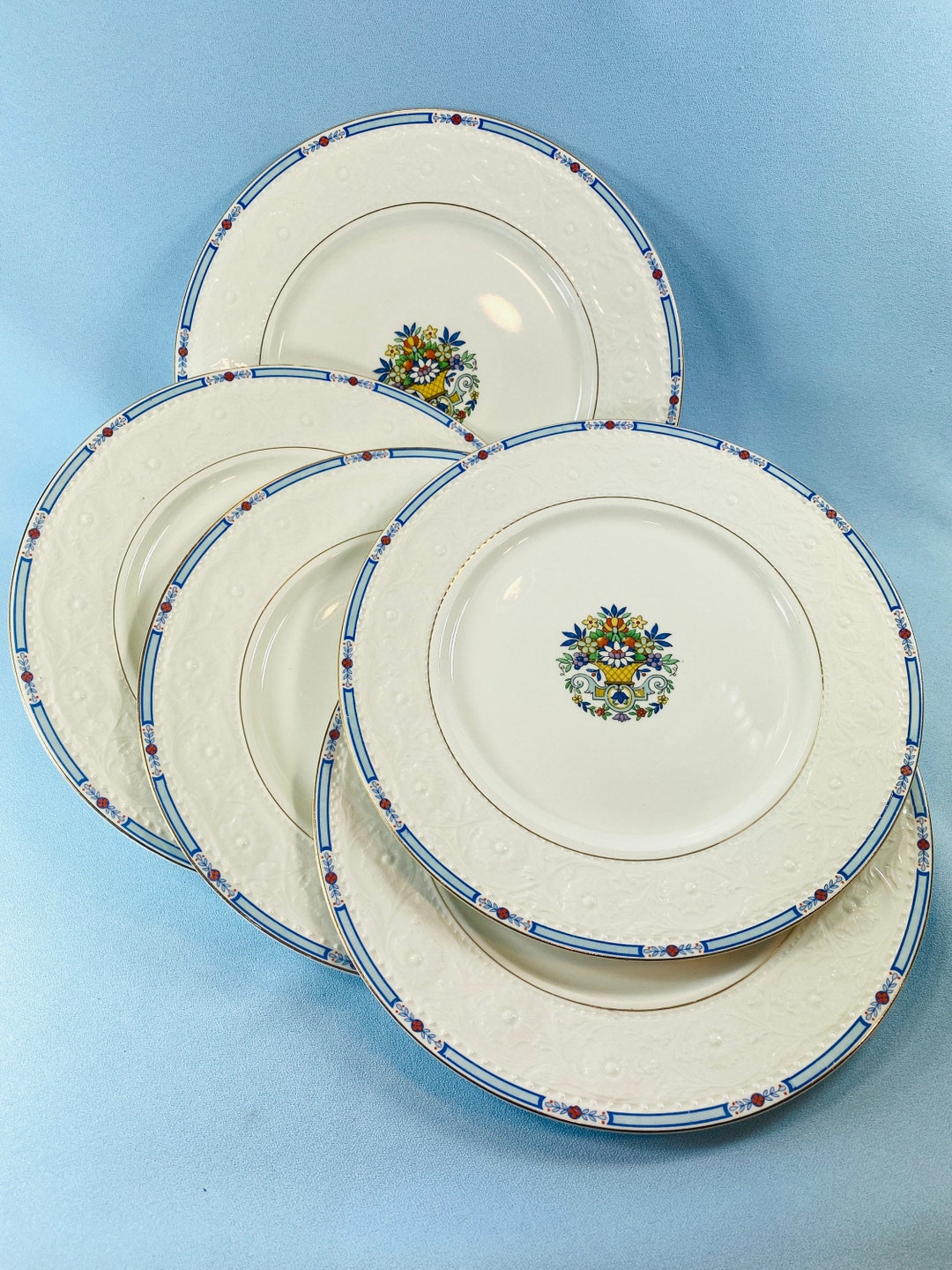 Set of Five Plates, Alfred Meakin, England, 10 Inch Dinner Dishes ...