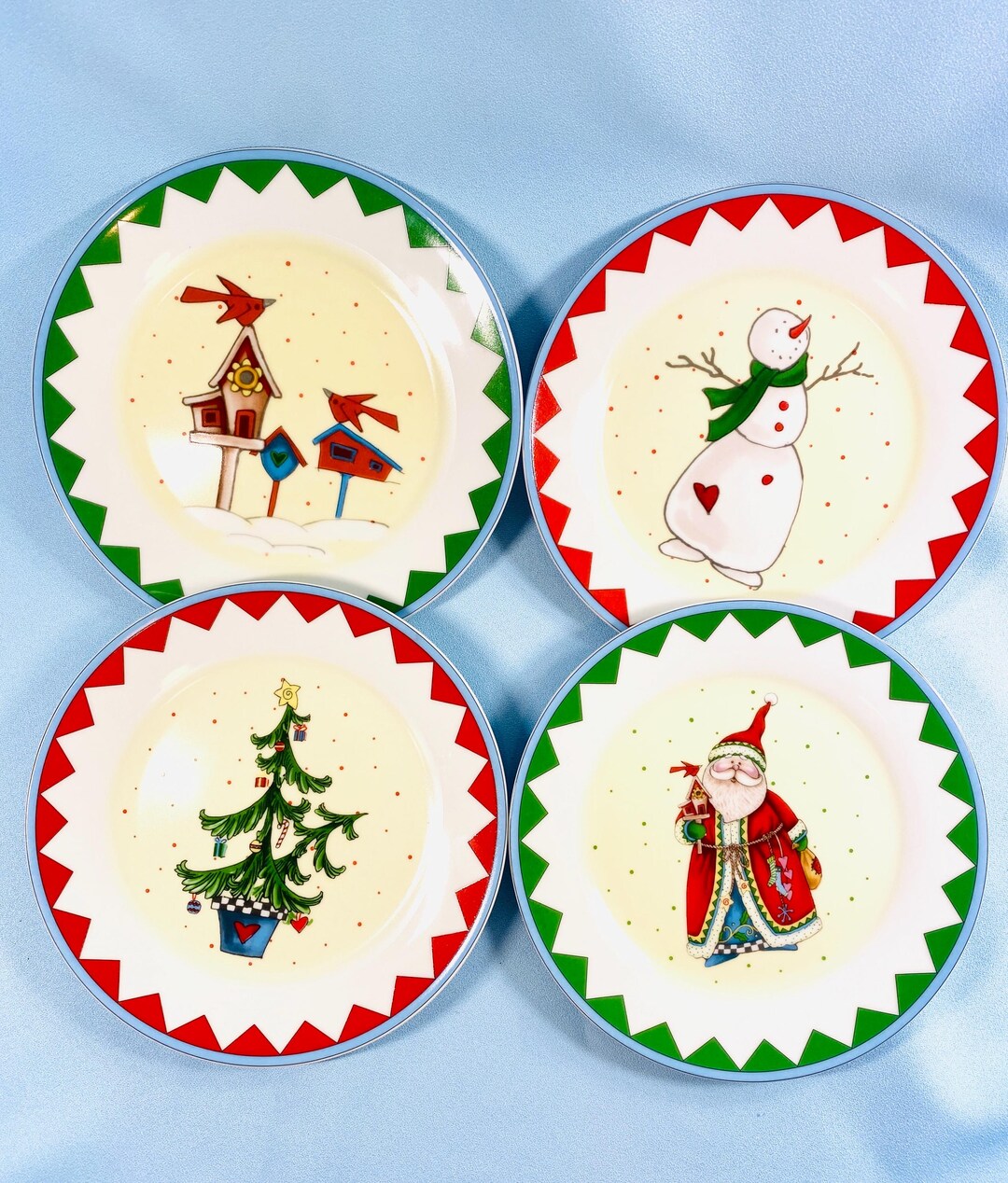 Christmas Salad Plates - Living Quarters Set of 4 - Holiday Tableware ...