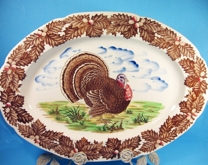 Vintage Maruta Ware Large 20" Turkey Platter, Japan, Brown Holly With ...