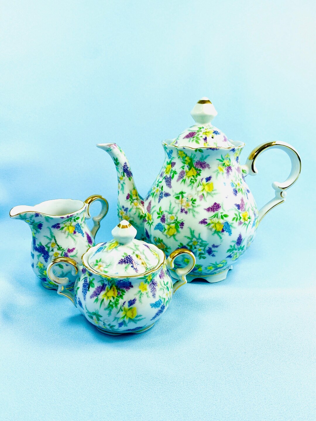 Lefton Tea or Coffee Set, Lilac Chintz Pattern, Made in Japan, Purple ...