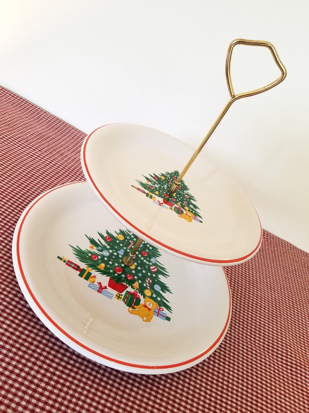 Two Tier Christmas Tree Tray, Party Tray, Tidbit Tray. Cookie Server ...