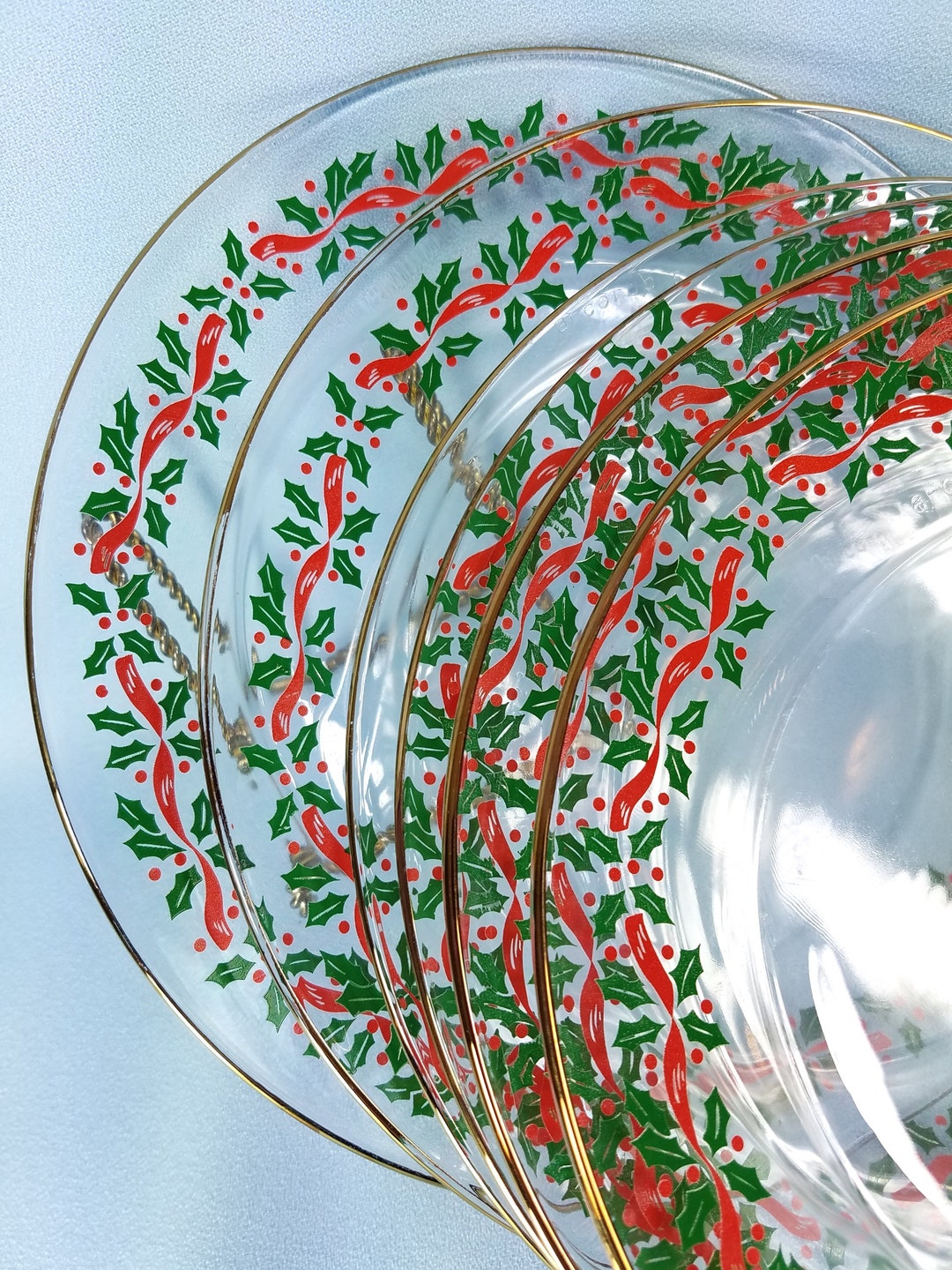 Set of 6 Holly and Berry, 8 Inch Holiday Dishes by Arcoroc, for Arby's ...