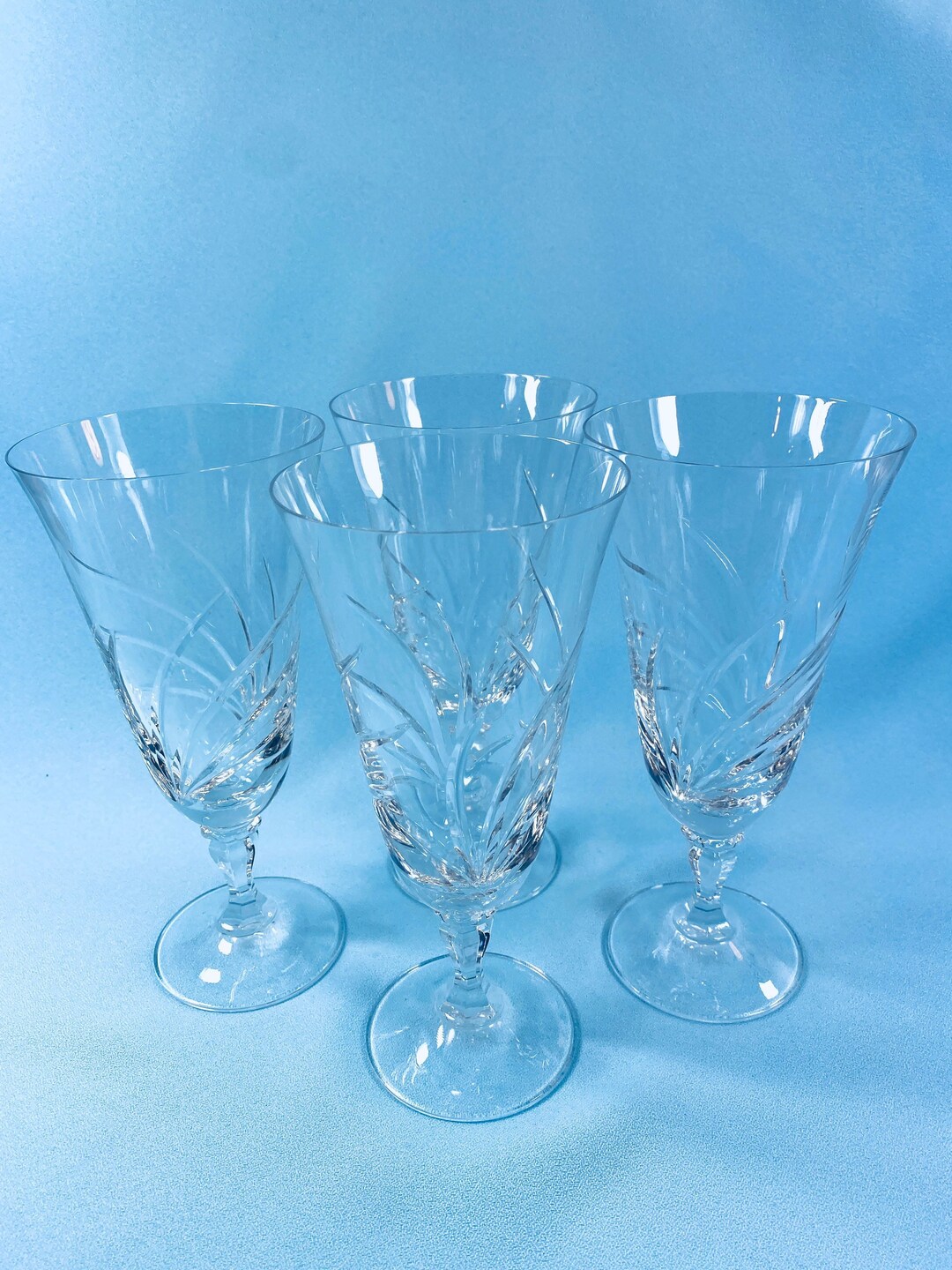 Crystal Iced Tea Goblets, Set of 4, Tall Elegant Crystal Stemware ...