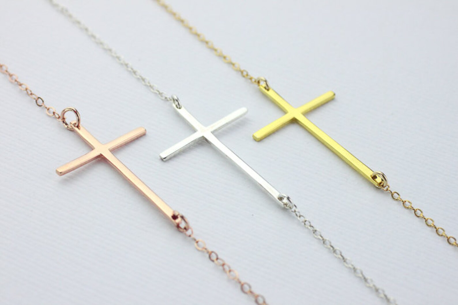 Cross Necklace. Kelly Ripa's Skinny Sideways Cross | Etsy