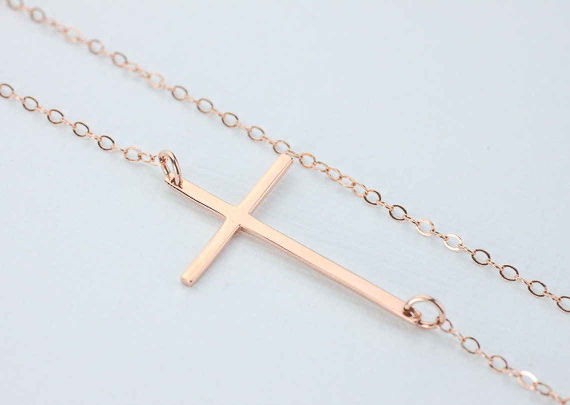 Cross Necklace. Kelly Ripa's Skinny Sideways Cross | Etsy