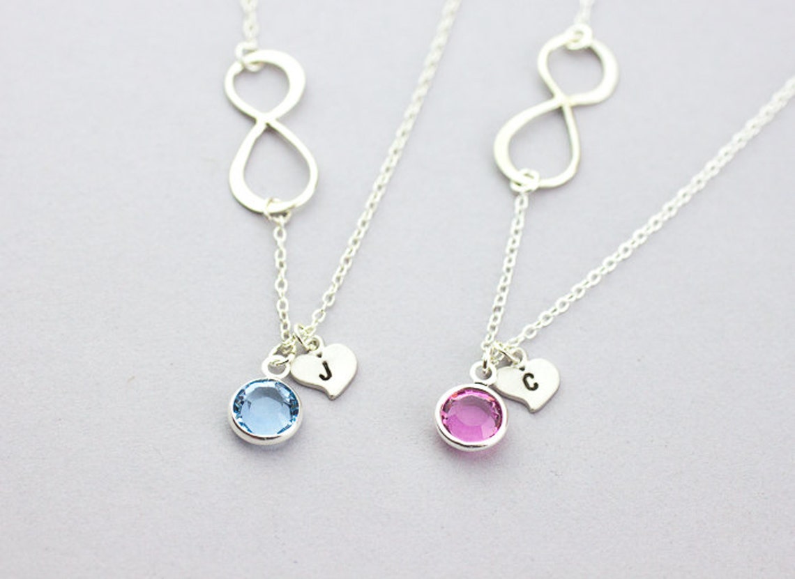 Infinity Initial Necklace . Personalized Charm Necklace . - Etsy