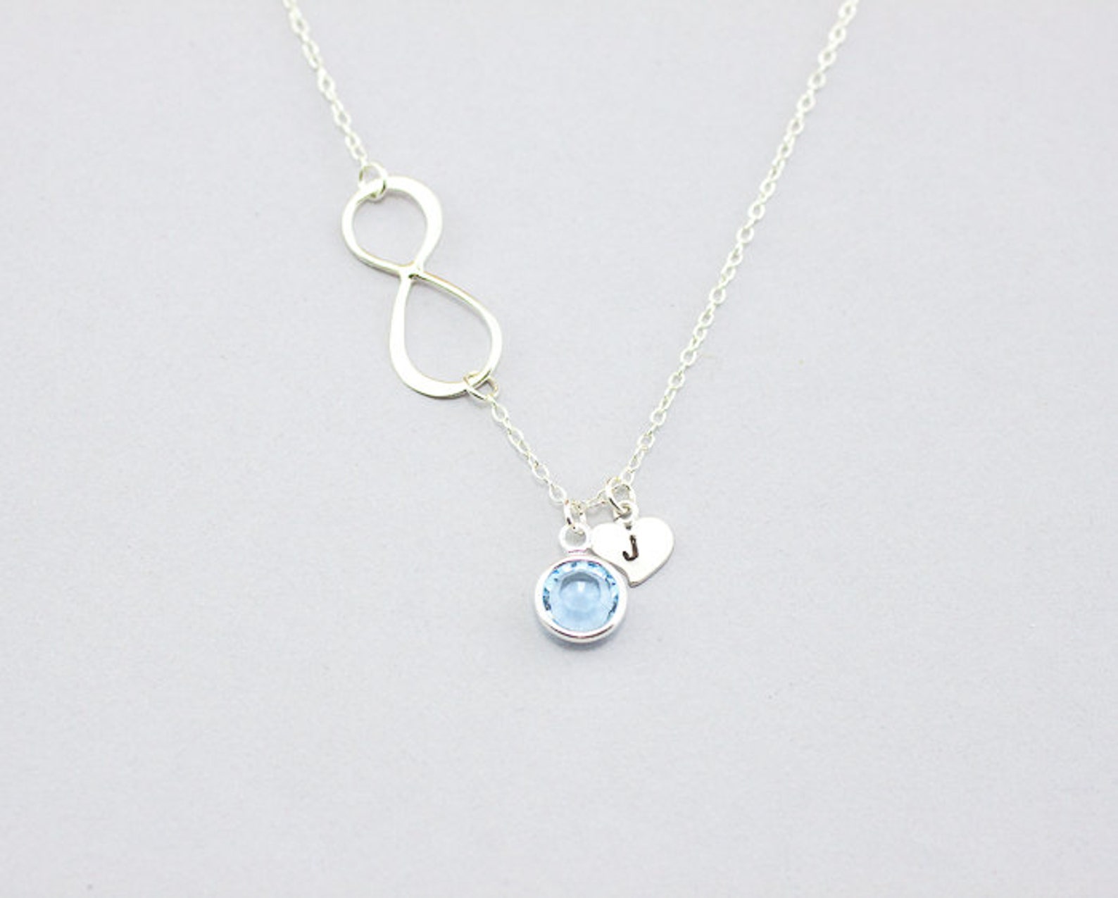 Infinity Initial Necklace . Personalized Charm Necklace . - Etsy