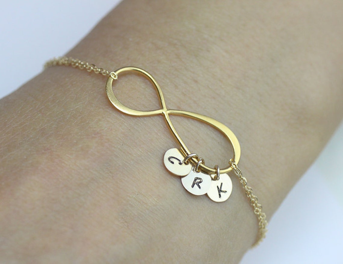 Initial Infinity Bracelet . Three Initials Gold Filled - Etsy