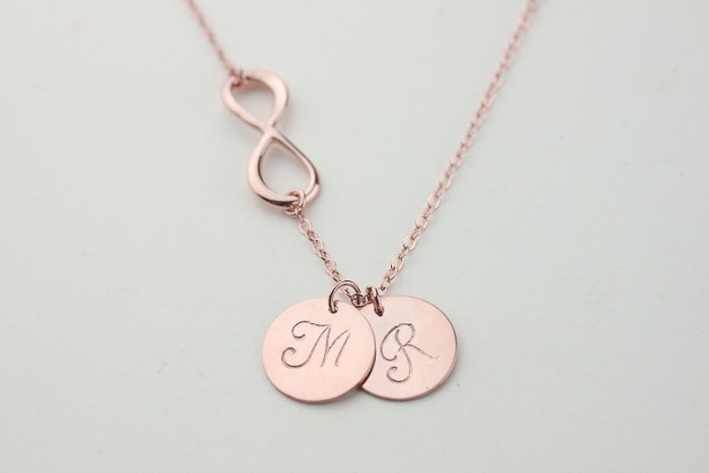 Infinity Necklace . Personalized Rose Gold Filled Charm - Etsy