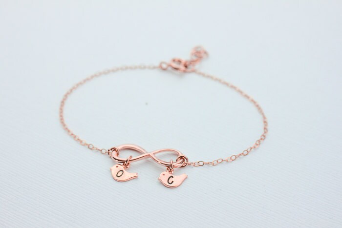 Personalized Infinity Bracelet .initials rose gold Bracelet. | Etsy