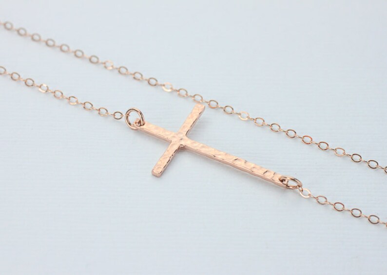 Cross Necklace. Kelly Ripa's Skinny Hammered Sideways - Etsy