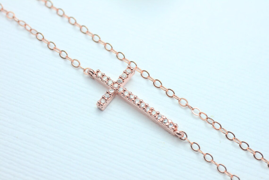 Cross Necklace. Kelly Ripa's Sideways Cross Necklace. Rose - Etsy