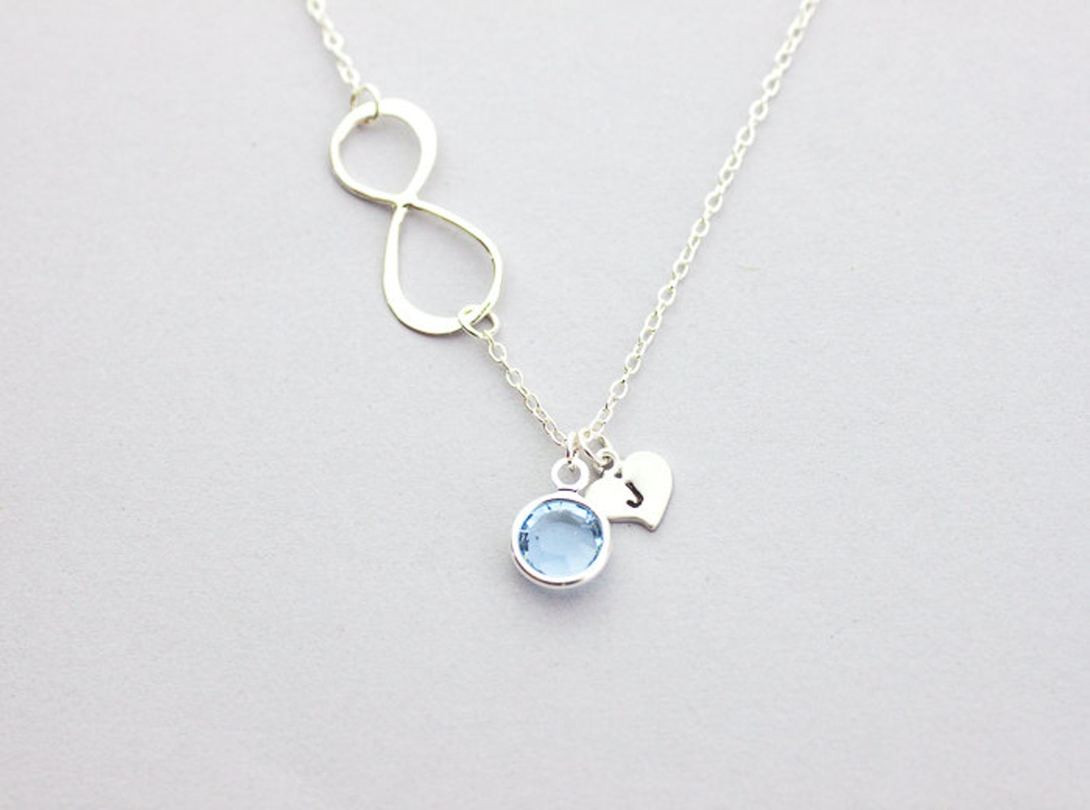 Infinity Initial Necklace . Personalized Charm Necklace . - Etsy