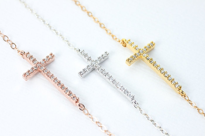 Cross Necklace. Kelly Ripa's sideways cross Necklace. | Etsy