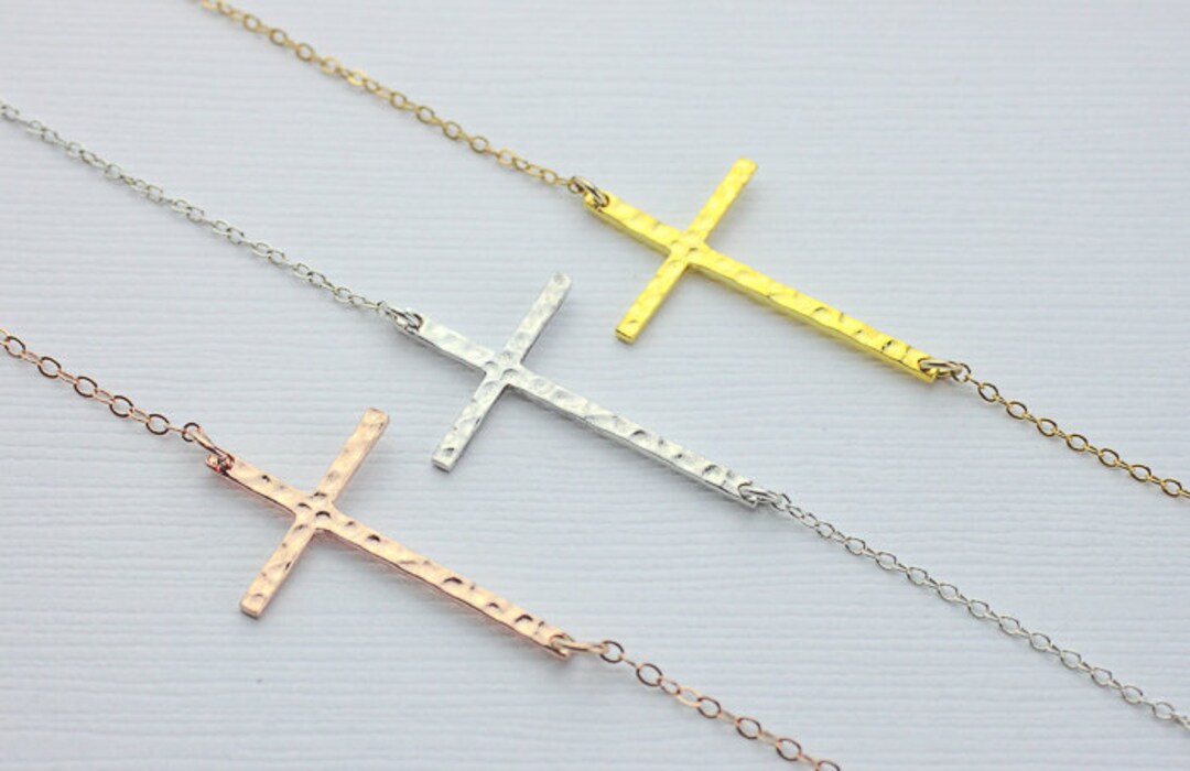 Cross Necklace. Kelly Ripa's Skinny Hammered Sideways Cross Necklace ...