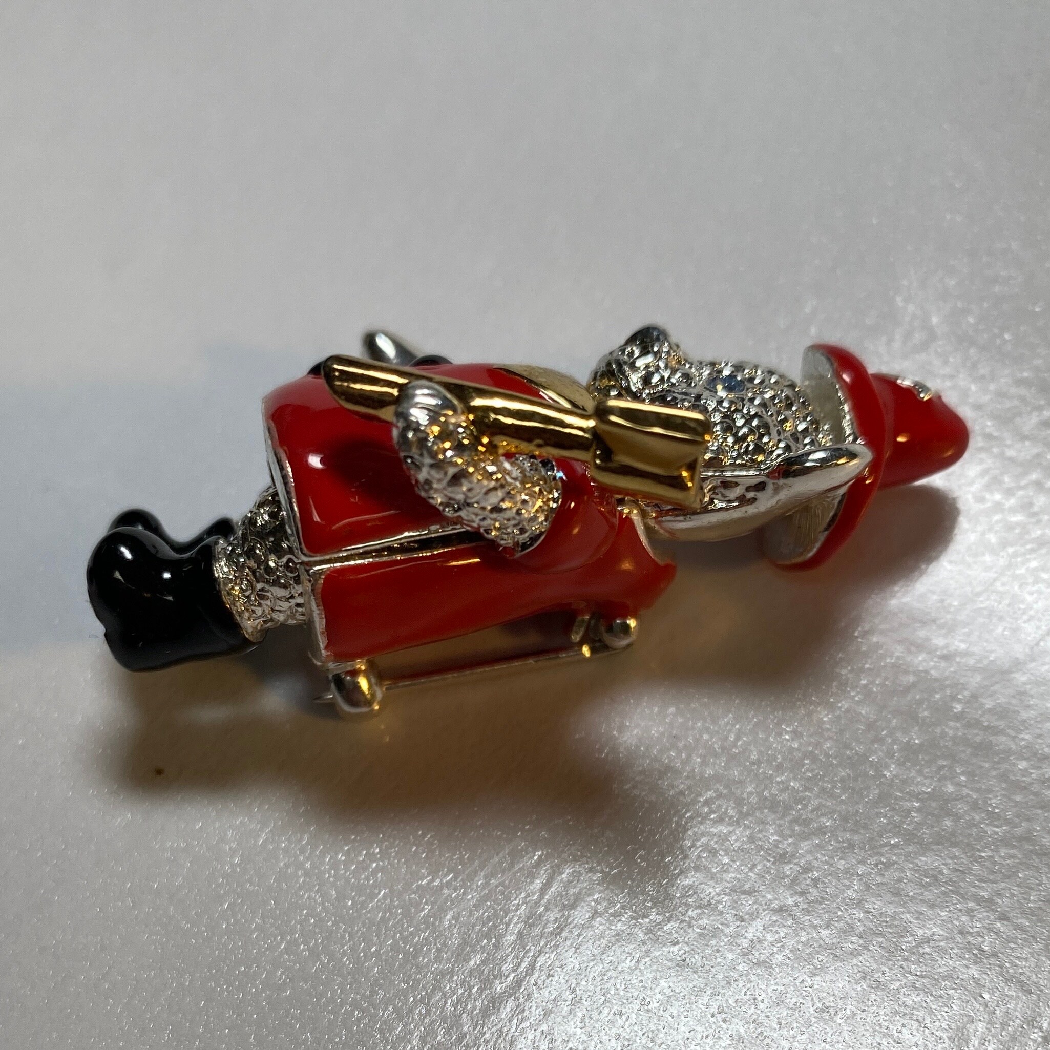 Napier Firefighter Teddy Bear Brooch Pin Rhinestone Enamel Articulated ...