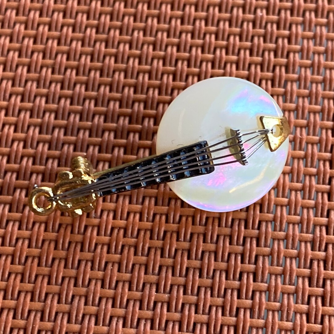 Vintage Mother of Pearl Banjo Brooch Pin West Germany - Etsy