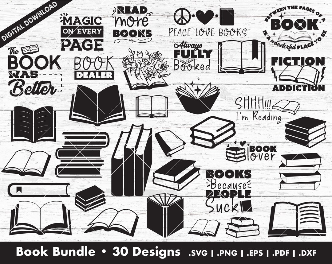 Books and Reading SVG Bundle | Vector, Cutting DXF Files for Cricut and ...