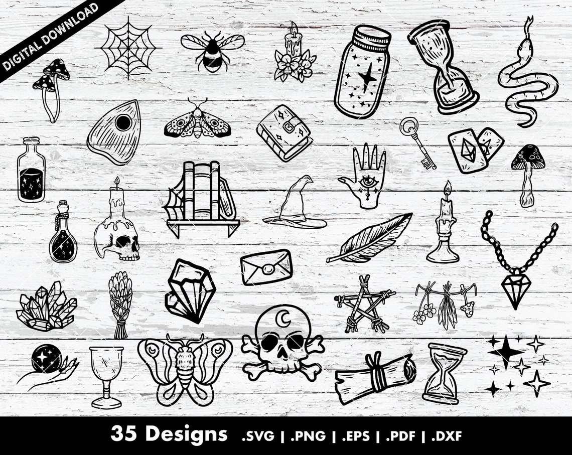 Witchy Icons SVG Bundle Vector Cutting DXF Files for Cricut - Etsy