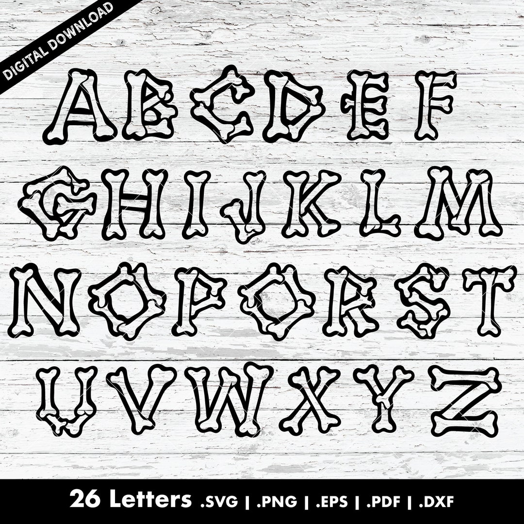 Halloween Bones Alphabet Handlettered SVG | Cricut | DXF | EPS Files ...
