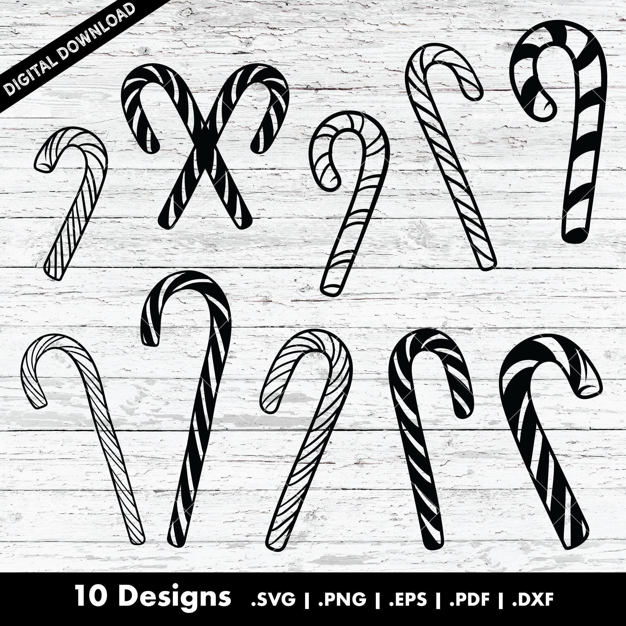 Candy Cane Collection SVG Bundle Vector Cutting DXF Files - Etsy