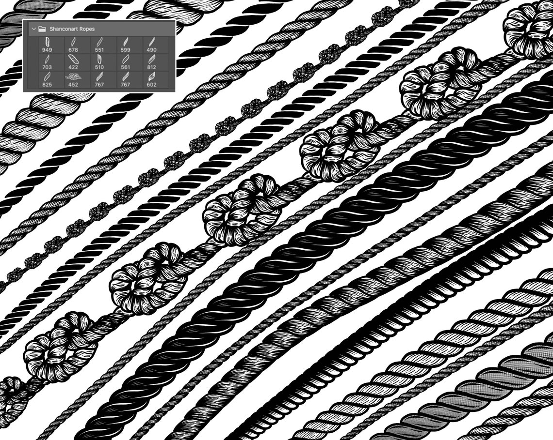 Hand Drawn Ropes Brush Set for Photoshop 14 Brushes | Etsy UK