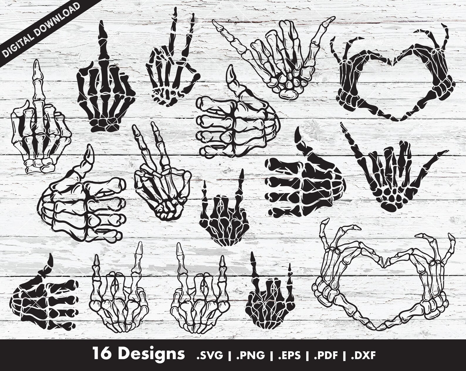 Skeleton Hands SVG | Cricut | DXF | EPS Files for Silhouette or Cricut ...
