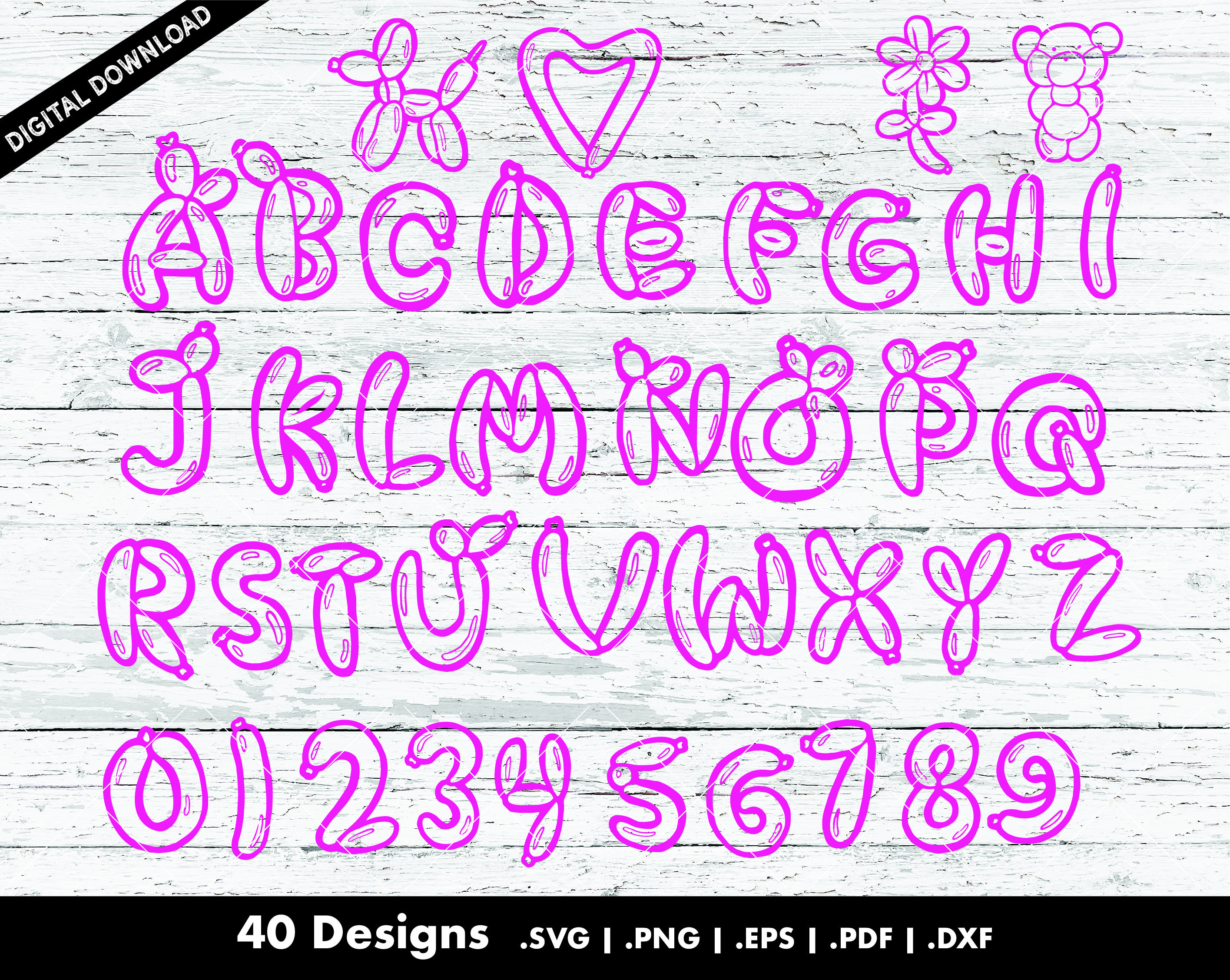 Letras de globo Alfabeto 2 archivos SVG / Cricut / DXF / EPS - Etsy México