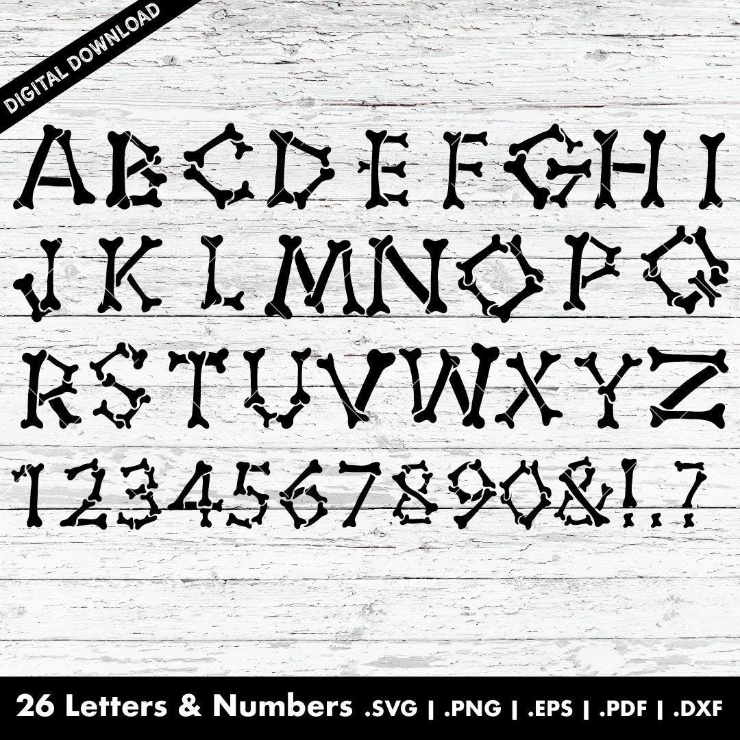 Halloween Bone Alphabet SVG: Handlettered Font for Cricut (digital ...