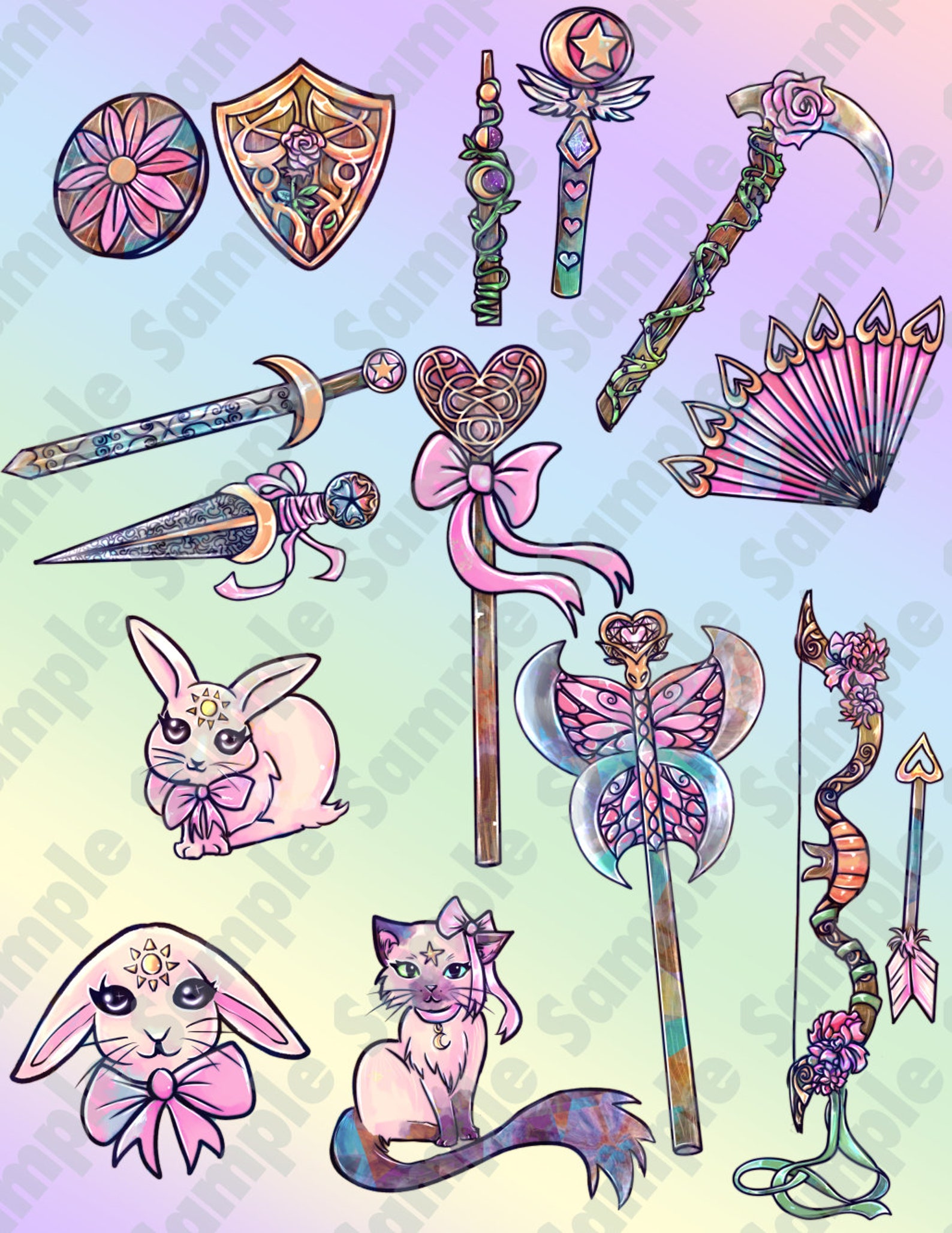 Magical Girl Weapons A Clipart Pack - Etsy