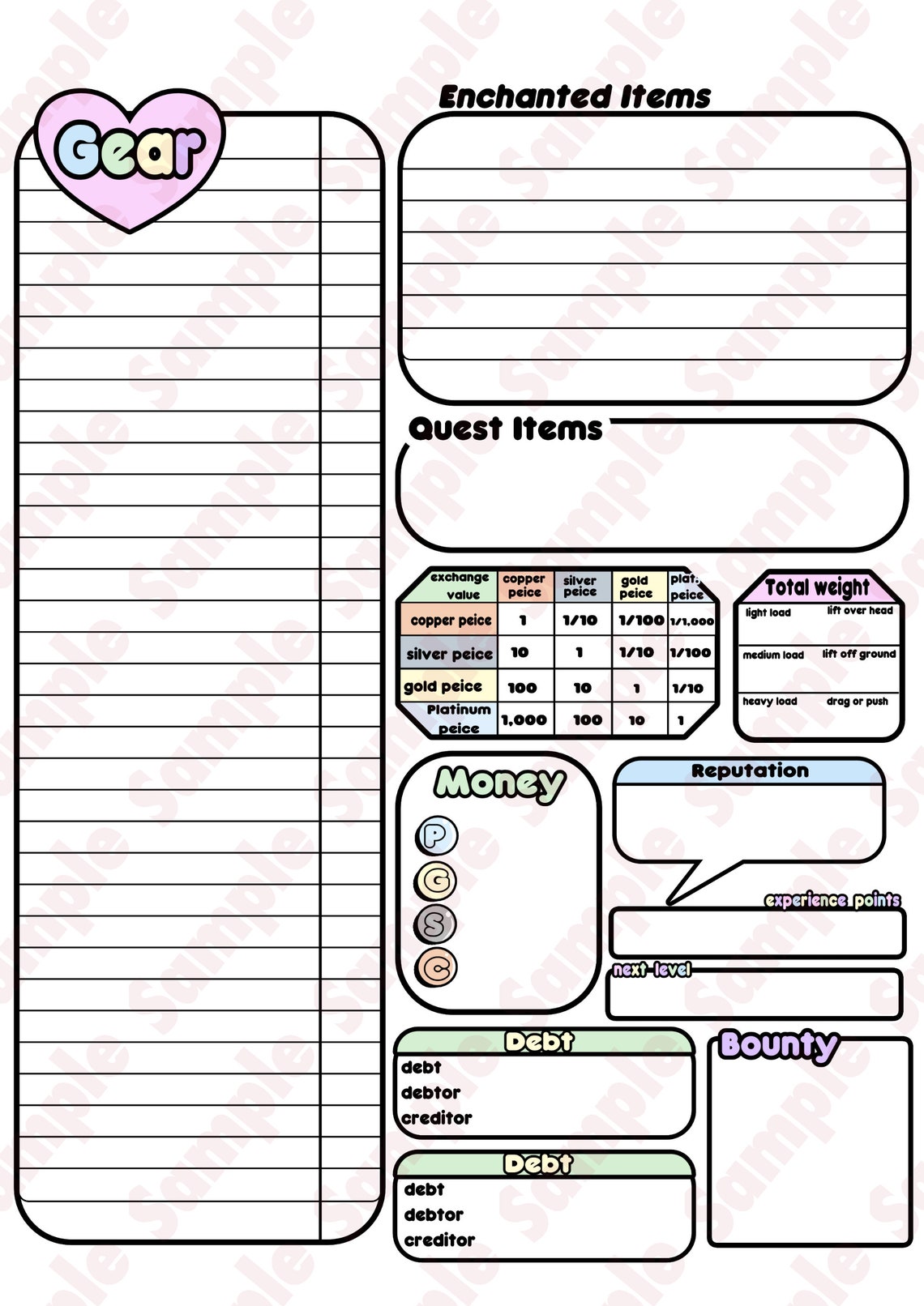 Kawaii Character Sheet - Etsy
