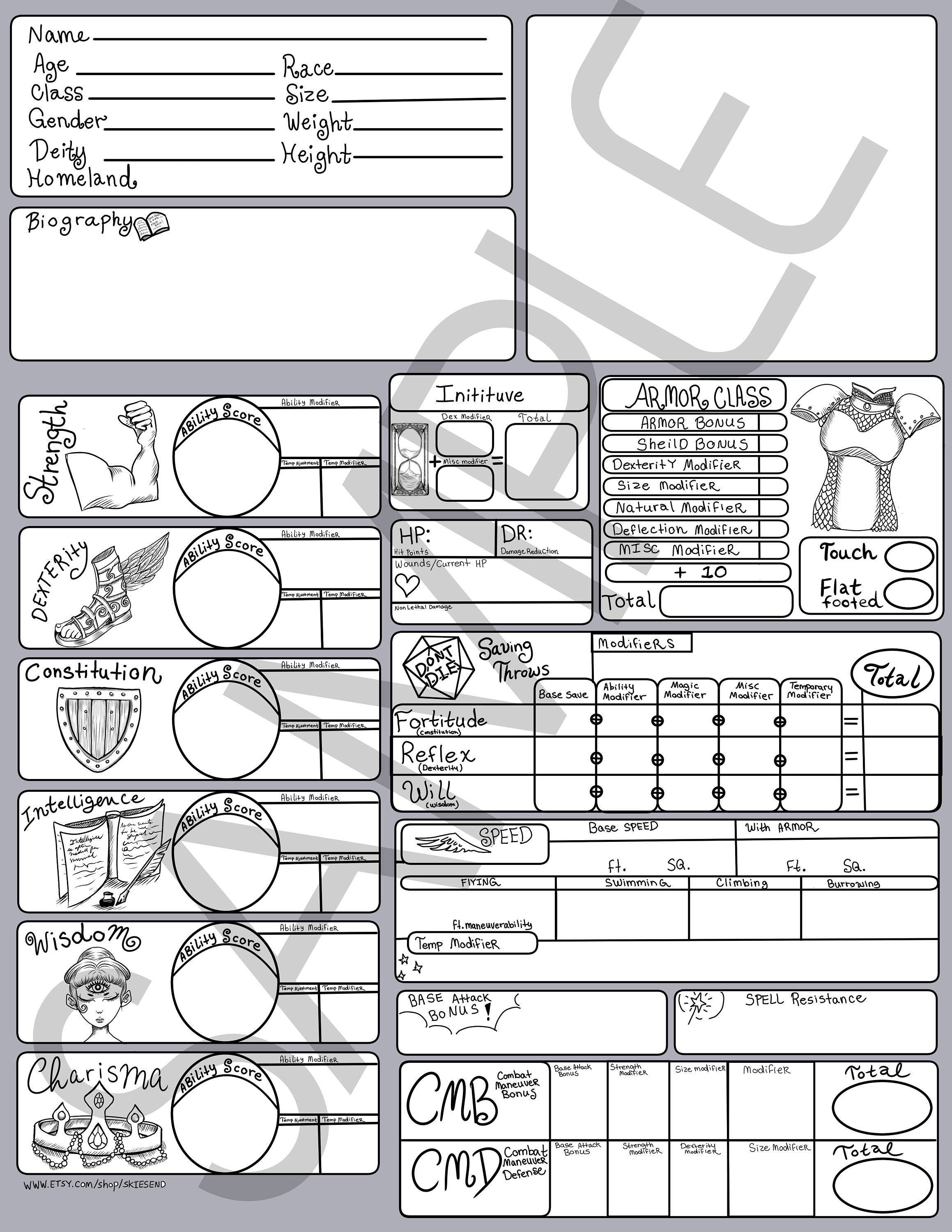 Ashe's Character Sheet for the Easily Confused : Grayscale Version ...