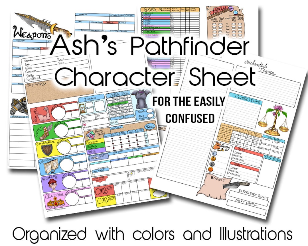 Ashe's Character Sheet for the Easily Confused - Etsy