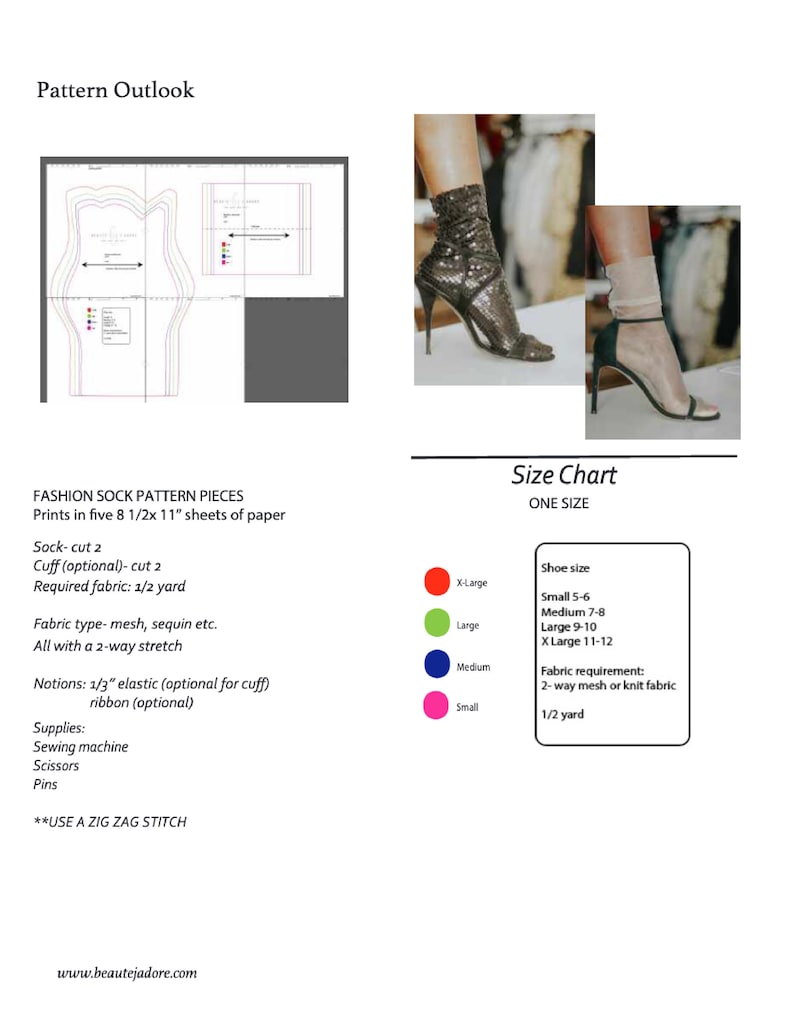 Fashion Socks PDF Sewing Pattern - Etsy