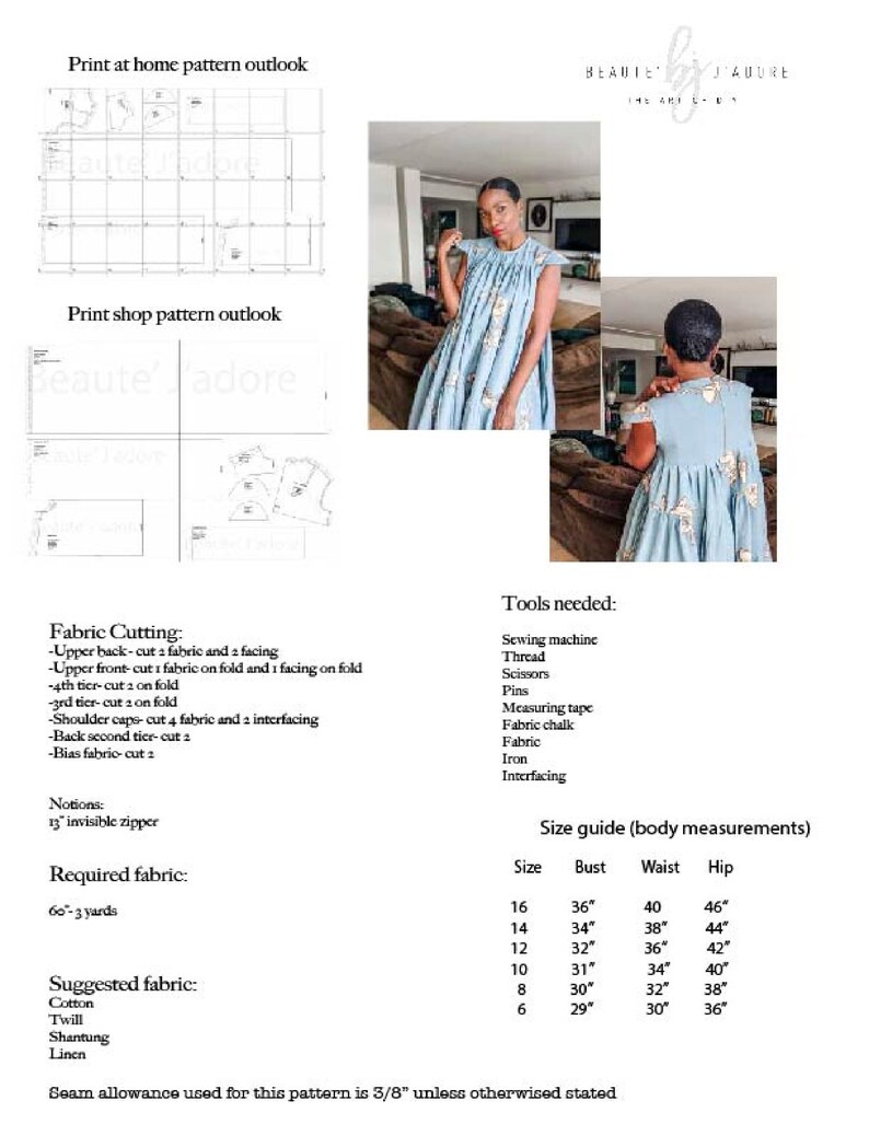 Tiered Midi Dress PDF Sewing Pattern print Shop Version - Etsy