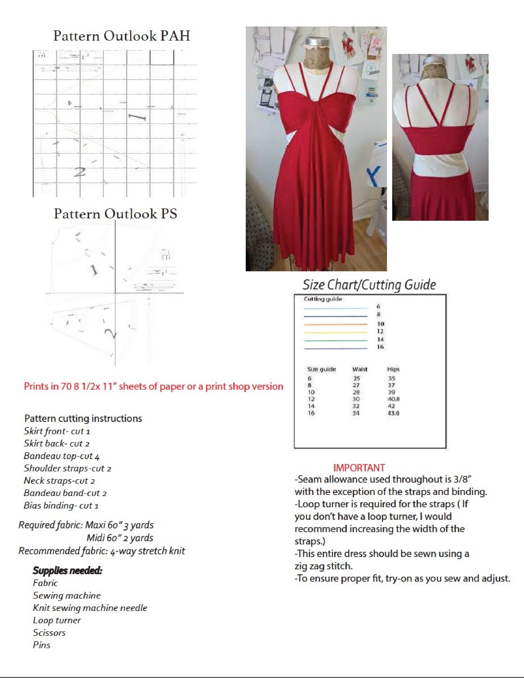 Cut-out Maxi Dress Pdf Sewing Pattern- **print at Home Version** - Etsy ...