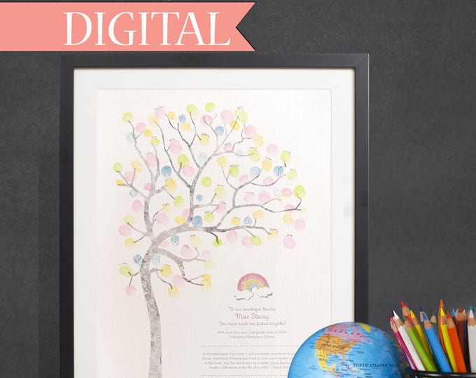 DIGITAL Fingerprint Tree, Teacher Appreciation Gift, Classroom Gift ...