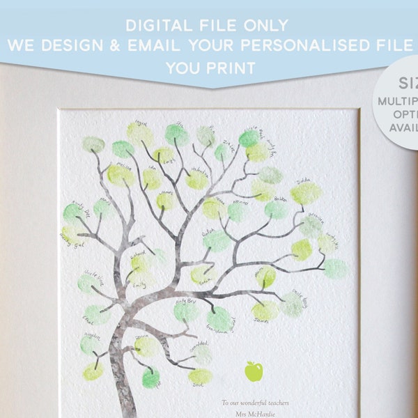DIGITAL Fingerprint Tree, Teacher Appreciation Gift, Classroom Gift ...