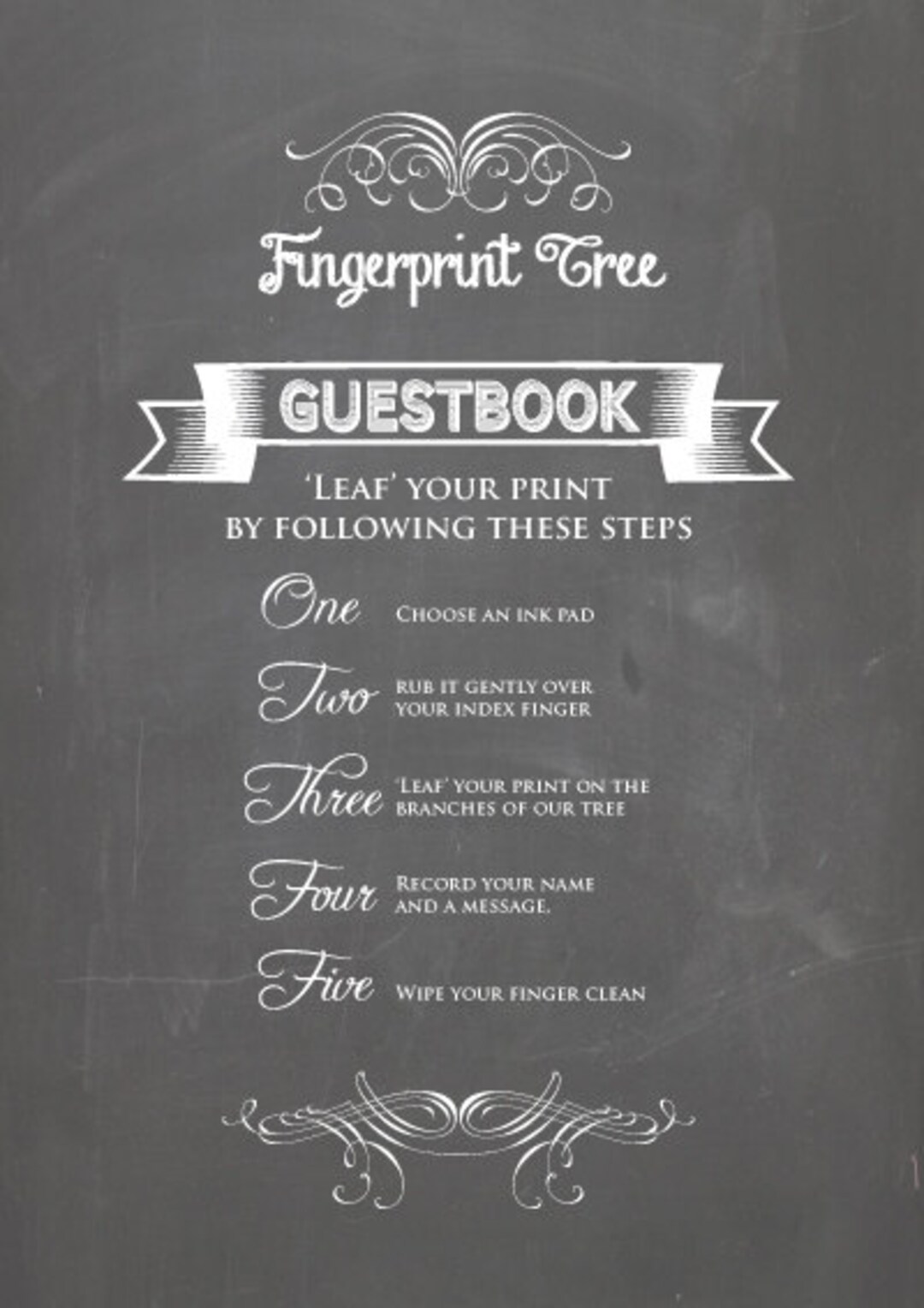DIGITAL FILE Fingerprint Tree Guestbook Instructions Chalk Board - Etsy