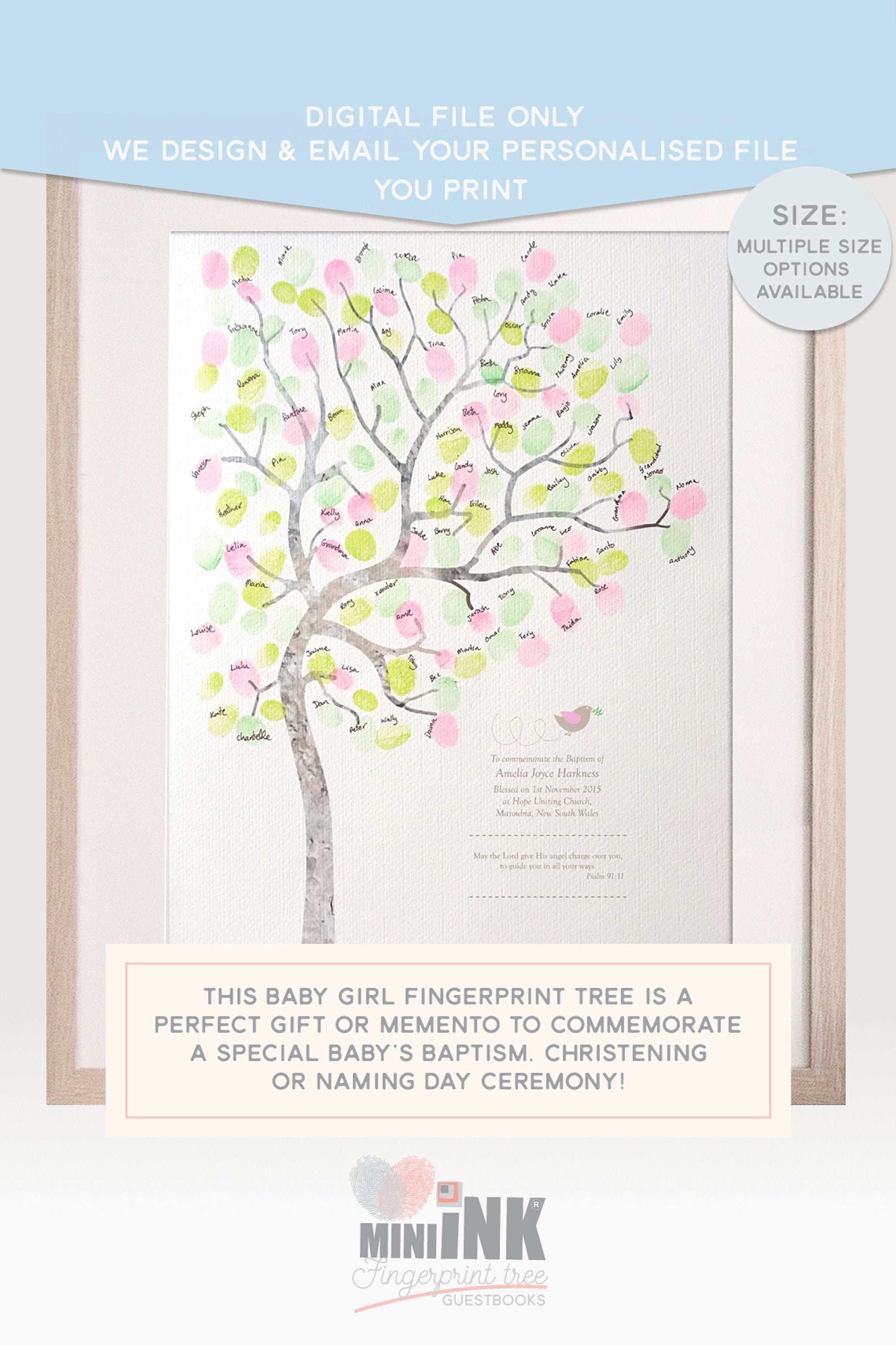 Fingerprint Tree Baby, Diy Customised Baptism Gift, Christening Cute ...