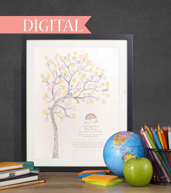 DIGITAL Fingerprint tree teacher appreciation gift classroom | Etsy