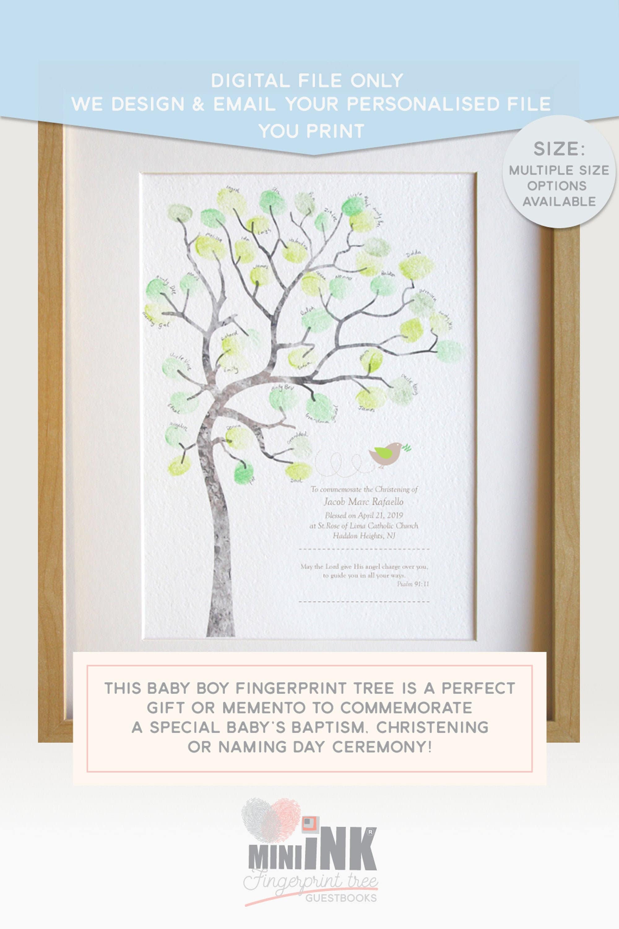 Fingerprint Tree Baby, Diy Customised Baptism Gift, Christening Cute ...