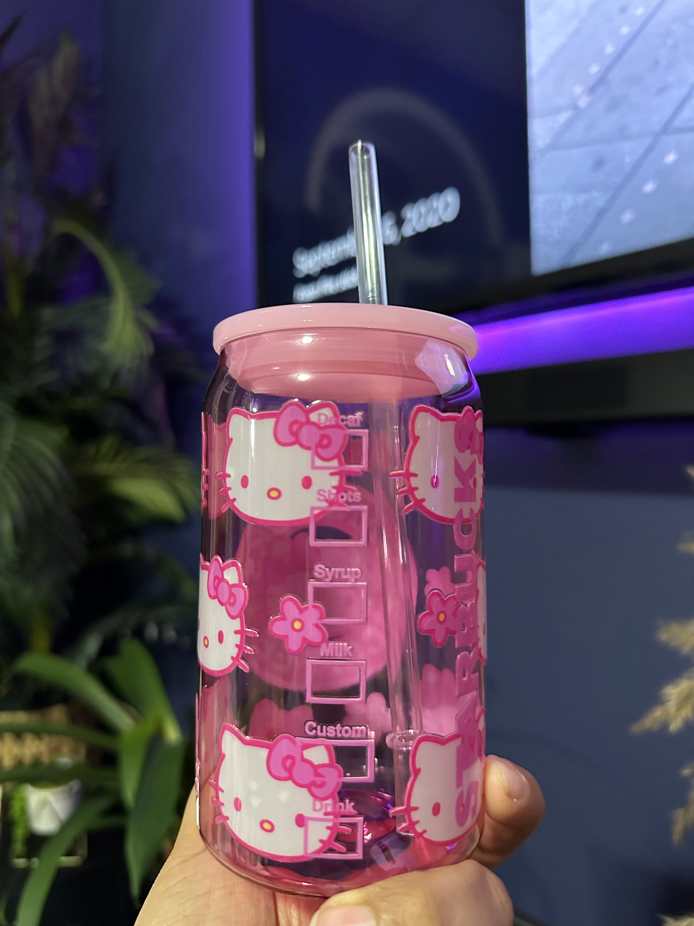 Kitty 16oz Plastic Acrylic Can - Etsy