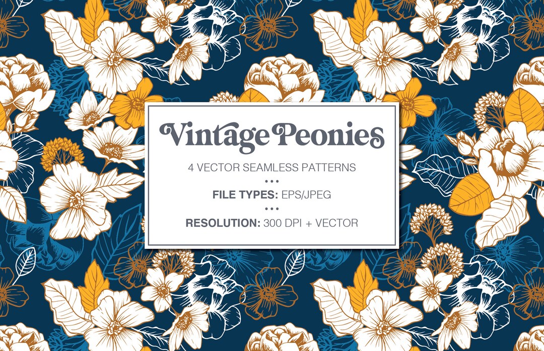 Vintage Floral Digital Paper, Floral Pattern, Seamless Pattern, Peony ...