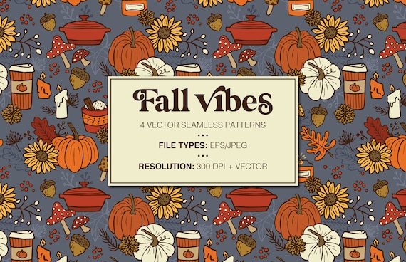 Fall Digital Paper Fall Pattern Seamless Pattern Pumpkin - Etsy