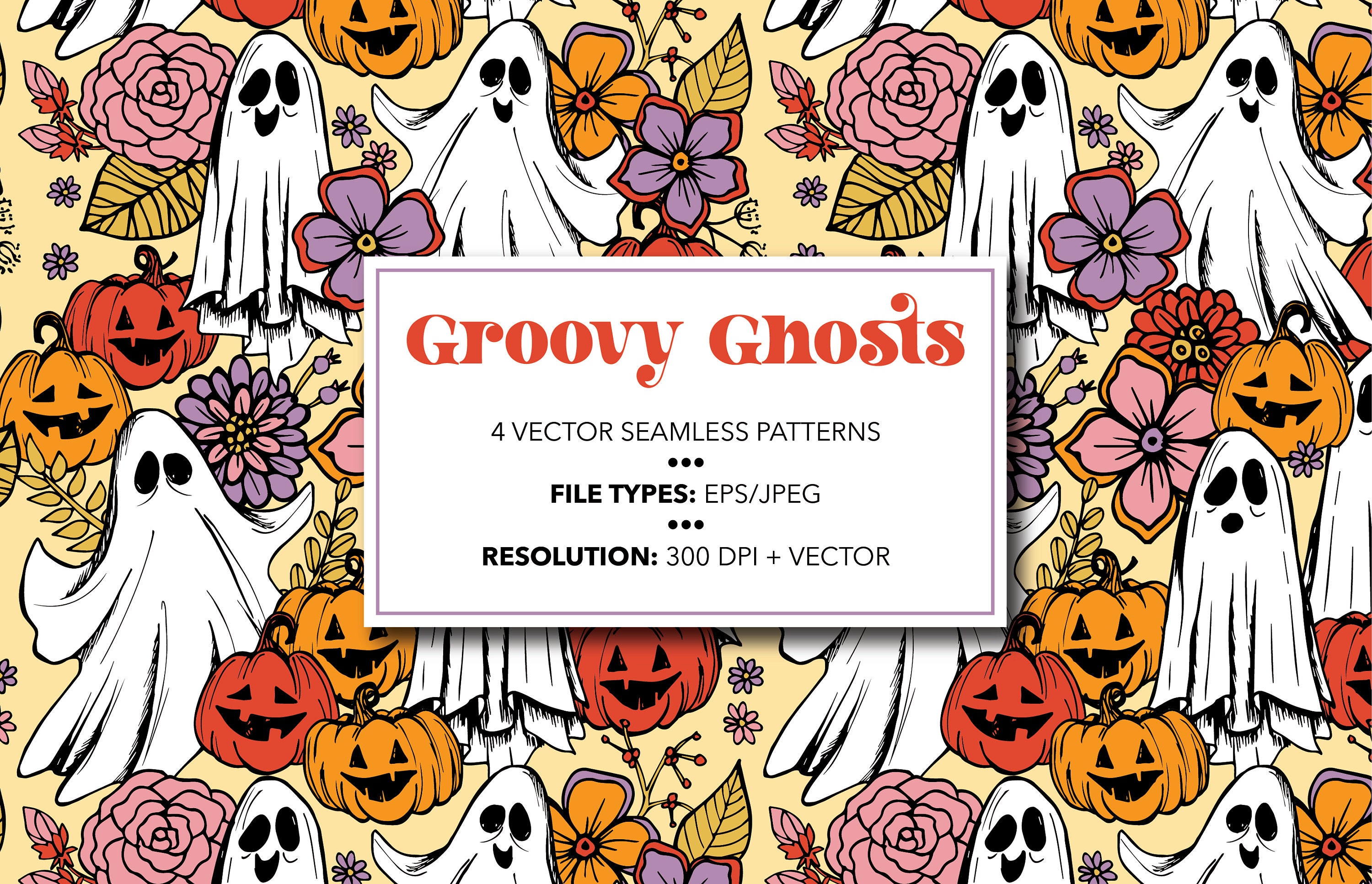 Groovy Ghosts Digital Paper Halloween Pattern Retro Pattern - Etsy