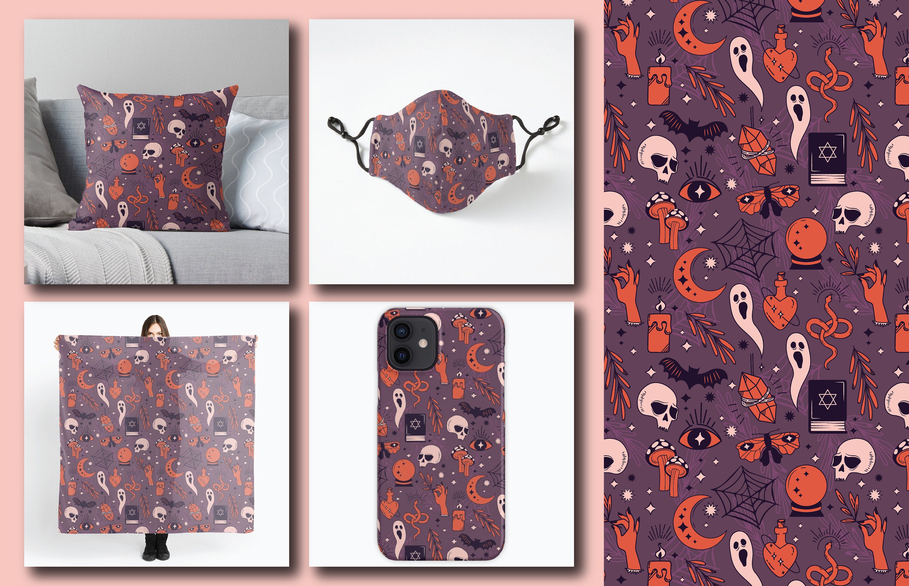 Spooky Spells Digital Paper, Halloween Pattern, Magic Pattern, Horror ...