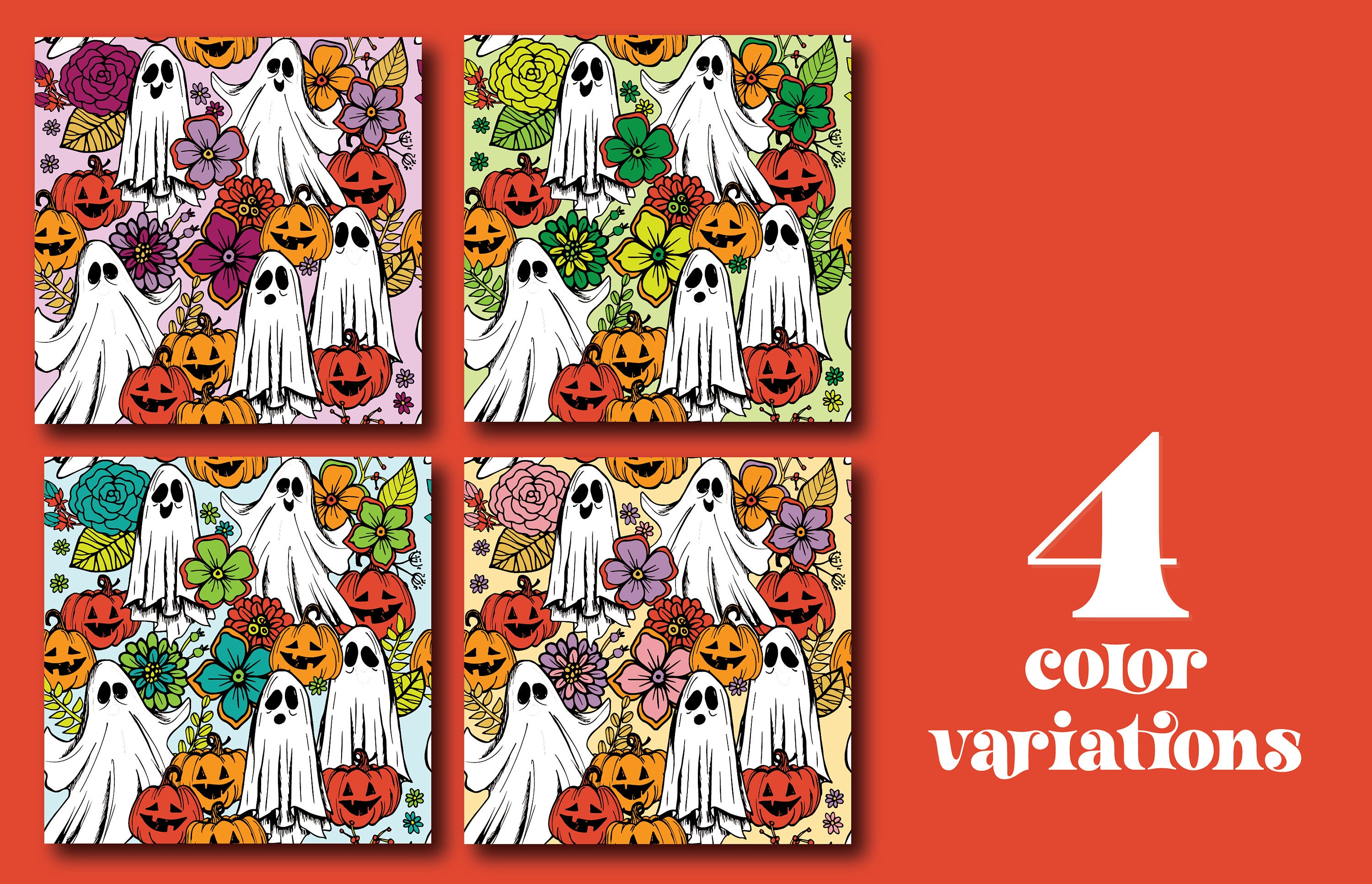 Groovy Ghosts Digital Paper Halloween Pattern Retro Pattern - Etsy